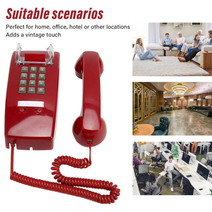 Landline Corded Telephone Old Style Retro Wall Phone Red Waterproof ...
