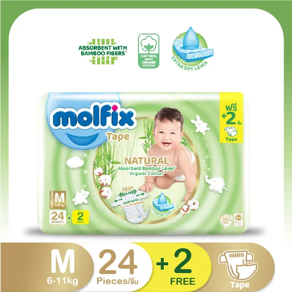 Molfix โมลฟิกซ์ เนเชอรัล เทป M 24+2ชิ้น | Lazada.co.th