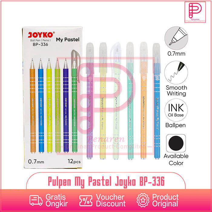 BALLPOINT MY PASTEL JOYKO BP-336 [1 PACK/0.7MM] / ALAT TULIS SEKOLAH ...