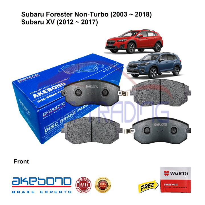 Genuine Akebono Front Brake Pads for Subaru Forester Non-Turbo (2003-2018), Subaru XV (2012-2017 ...