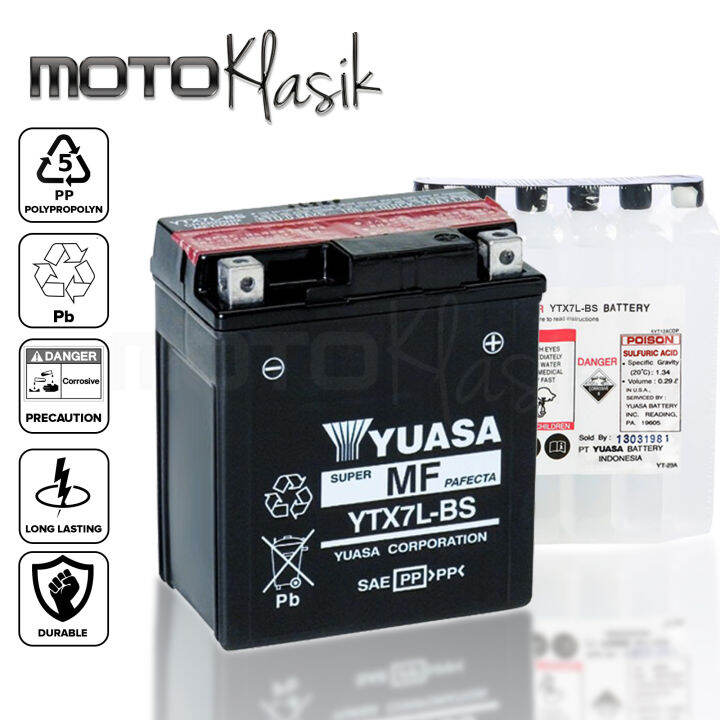 YUASA YTX7L-BS BATTERY MOTORCYCLE BATTERIES 12V MADE IN INDONESIA/VIETNAM | Lazada PH