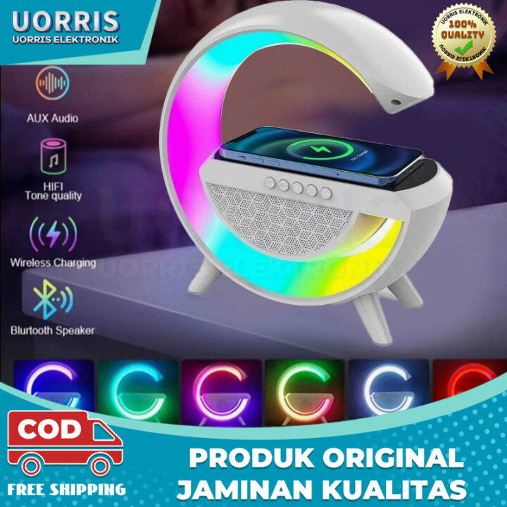 Speaker Bluetooth LED Ambient Light Wireless Charger Lampu Meja DL ...