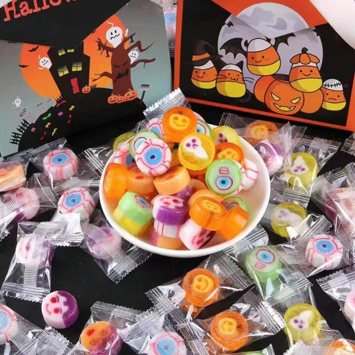 ZEJUN (250g/70 ชิ้น) ฮาโลวีนมอนสเตอร์ทำมือหั่นขนมสยองขวัญขนมรสผลไม้เทศกาลขนมแข็งคาร์นิวัล ...