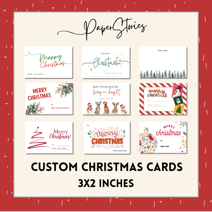 24 or 48 pcs Personalized Christmas Cards | Customized Tags | 3x2 ...