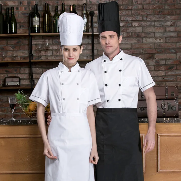 Short Sleeve Kitchen Cook Jacket Shirt Men and Women Master Chef ...