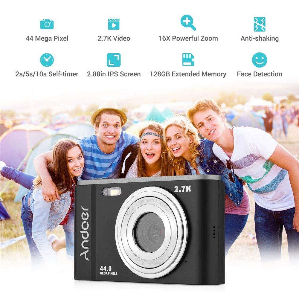 DC302 2.88นิ้ว44MP 16X ซูม2.7K กล้องบัตรเด็กกล้องดิจิทัล HD เต็มปลั๊ก US (สีดำ) | Lazada.co.th