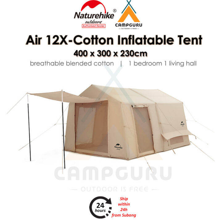 Naturehike AIR Series 12X Air Inflatable Camping Glamping Tent Waterproof Blended Cotton for 6 ...