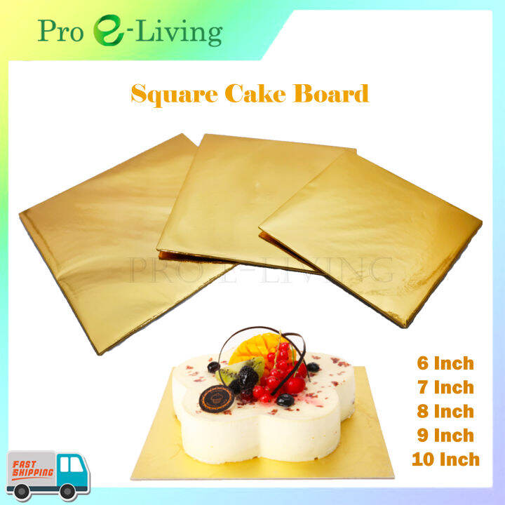 Square Cake Board / Papan Kek Empat Segi - GOLD (6/7/8/9/10 Inch) | Lazada