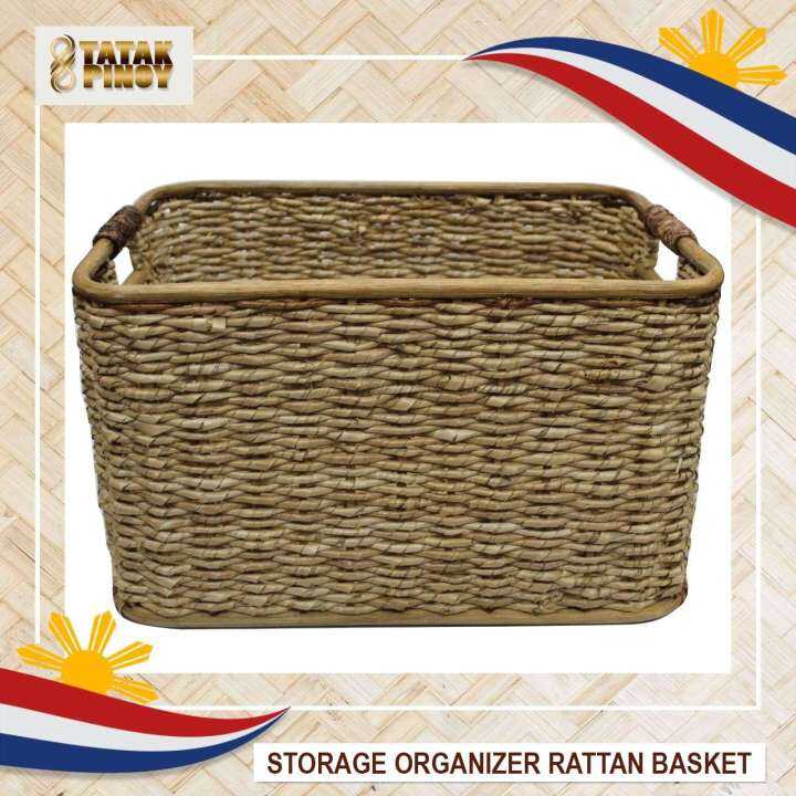 TATAK PINOY Rattan Basket Storage Baskets Shelf Organizer Container ...