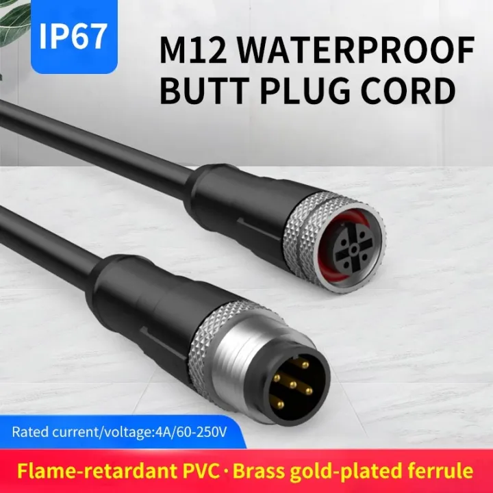 IP67 M12 Waterproof Connector Cable 2 3 4 5 Pin Aviation Plug with 2 ...