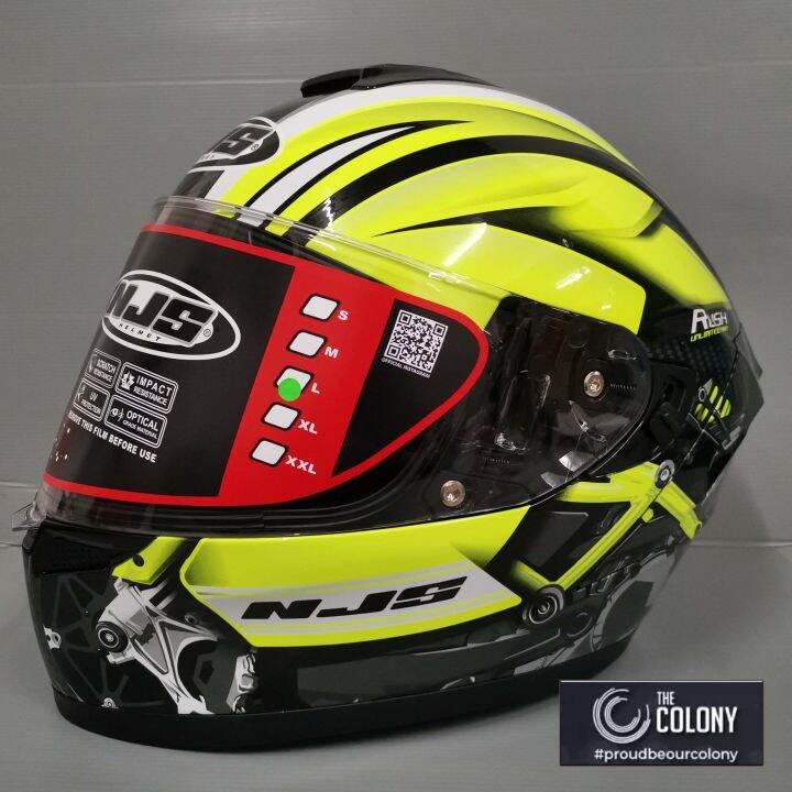 HELM NJS ZX1ZX-1 ZX 1 FULL FACE RUSH BLACK YELLOW ORIGINAL NJS DOUBLE ...