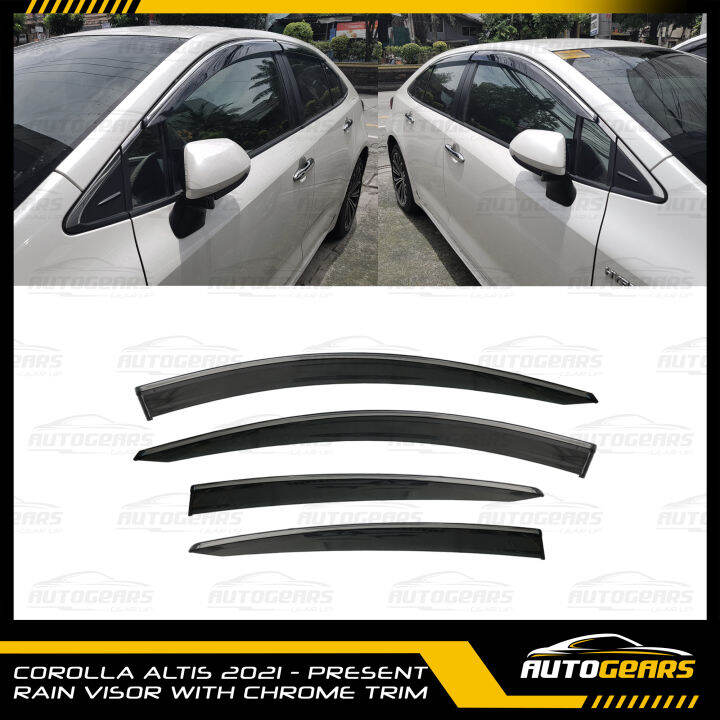 Toyota Corolla Altis 12th Gen (2020 - 2023) Rain Visor with Chrome Trim ...