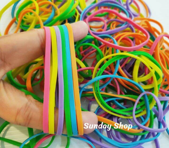 หนังยาง หลากสี หนังยางรัดของ เส้นใหญ่ (100 กรัม) มีหลายขนาด ยางวงใหญ่ ...