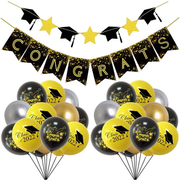【in Stock】graduation Decorations 2022 Black Gold Graduation Party