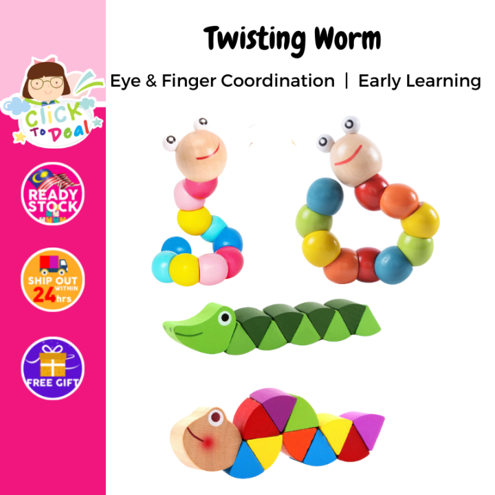 Wooden Twisting Worm Early Learning Toys Caterpillar Toy Educational ...