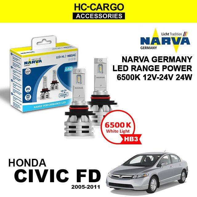 NARVA HB3 / HB4 12V & 24V 6500K Range Performance LED Headlight Bulb ...