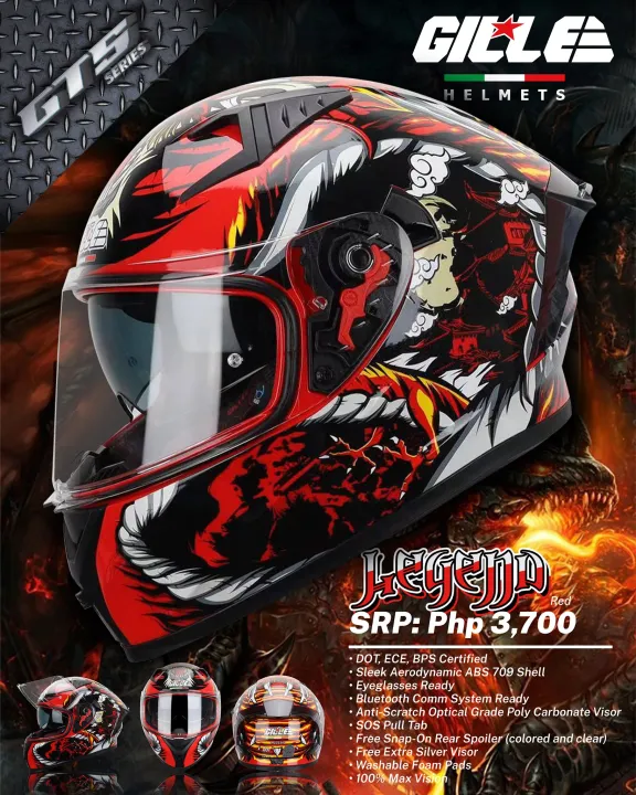 Gille GTS-V1 Legend Full Face Dual VIsor Helmet (with FREE Iridium ...