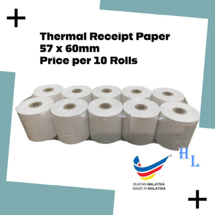 [Thermal] 57x60 Cashier Roll / Thermal Receipt Paper With Core (10 ...