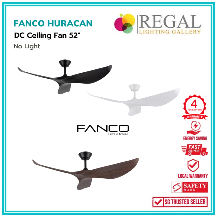 [Free remote] Fanco Huracan DC Ceiling Fan 52" No Light - Regal ...