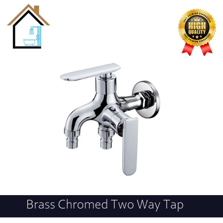 Brass Chromed Two Way Tap Two Way Hose Bib Tap | Lazada