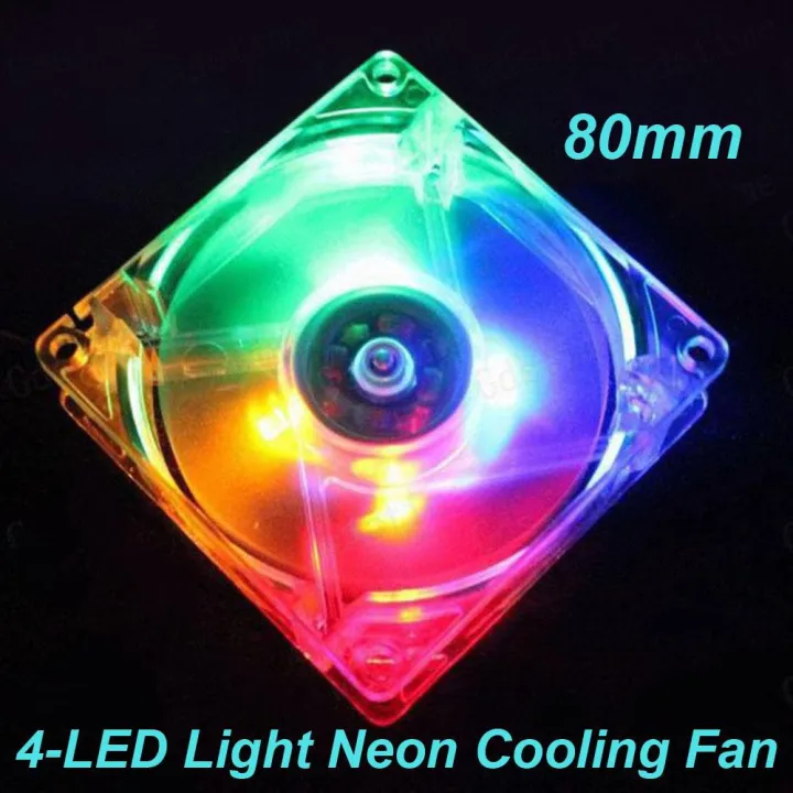 80mm 25mm 4-color Led Light DC 12V 4Pin CPU Computer Case Cooling Fan ...