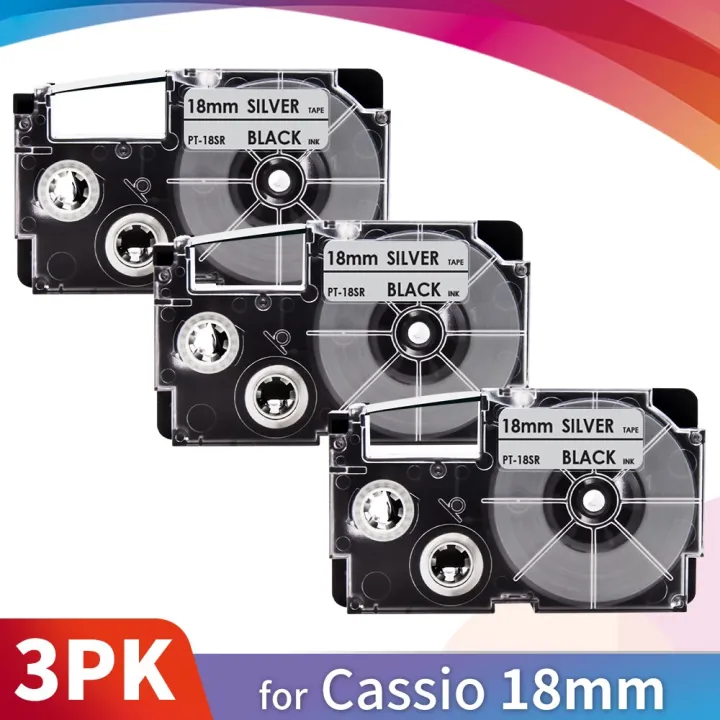 High Adhesive Black on Silver Label Tape 18mm Replace Casio Label ...