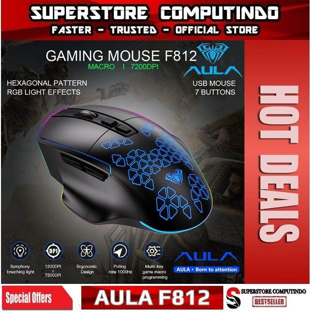 Mouse Gaming Hexagonal Style AULA F-812 Macro-RGB-7200DPI-AULA F812 | Lazada Indonesia
