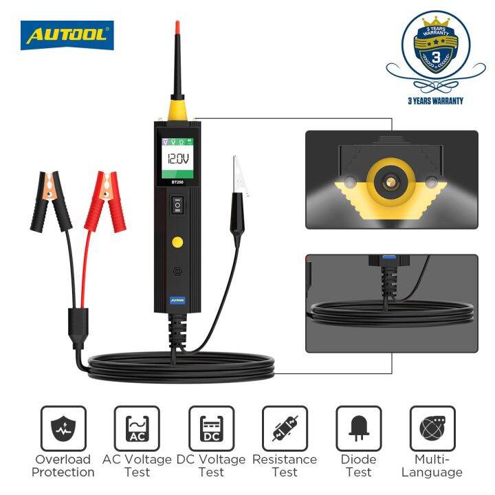 AUTOOL BT250 Car Circuit Tester 6-30V Electrical System Analyzer Power ...