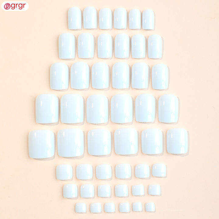 Fgrgr เล็บเท้าสีขาวน้ำนมมันวาวที่เล็บปลอมกับเล็บที่ไม่เป็นอันตรายและขอบ ...