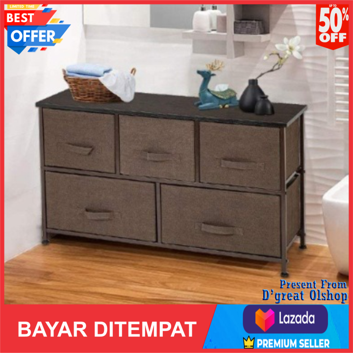 PROMO!! Lemari Kain Linen 5 Laci Serbaguna / Rak Lemari Penyimpanan ...
