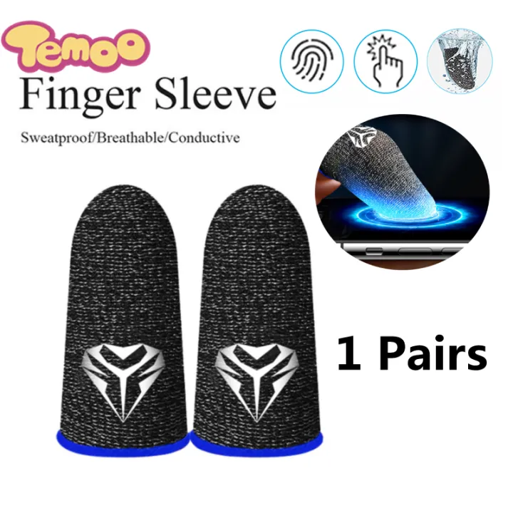 Temoo ปลอกนิ้วสำหรับเล่นเกม1คู่,ถุงนิ้วสำหรับเล่นเกม PUBG หน้าจอสัมผัสระบายอากาศได้ดีกันเหงื่อ ...