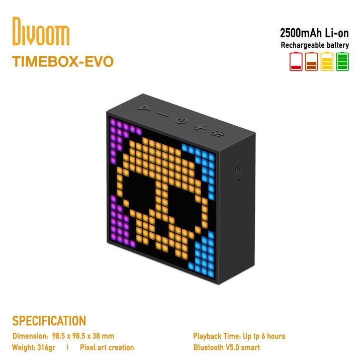 Divoom Timebox Evo - Pixel Art Smart Bluetooth Speaker | Lazada Indonesia