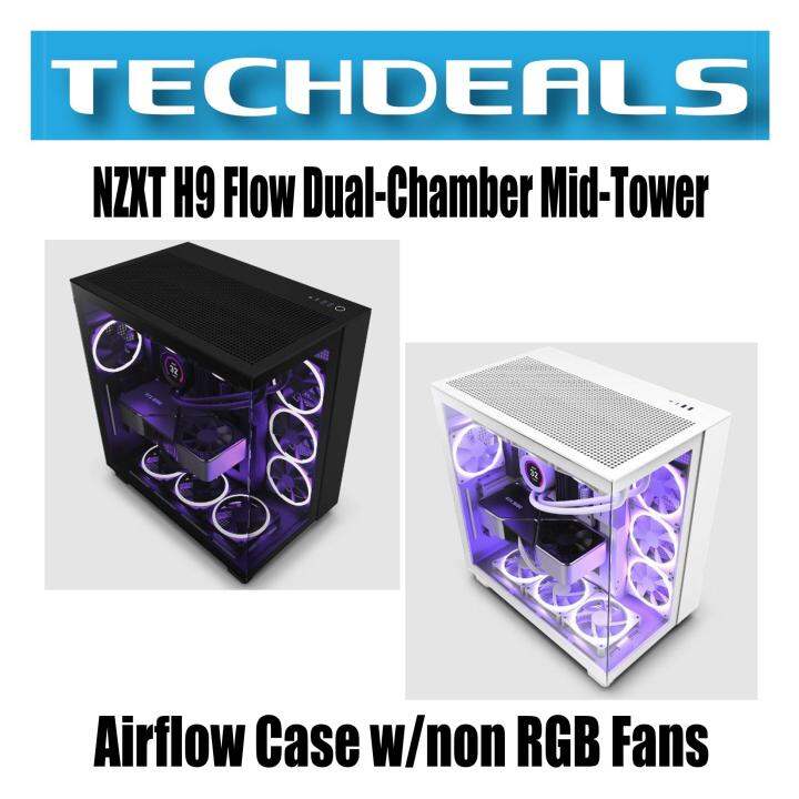 NZXT H9 Flow Dual-Chamber Mid-Tower Airflow Case w/non RGB Fans ...