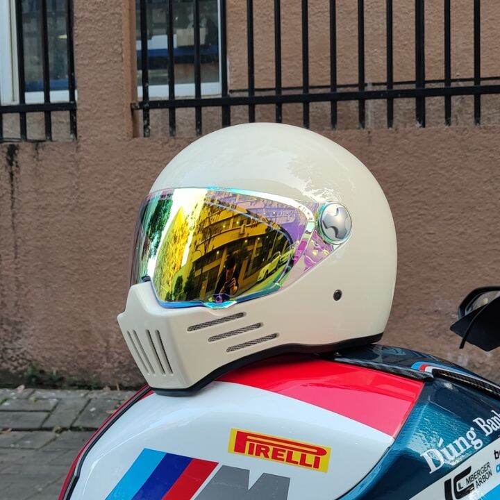 Helm sepeda motor Retro, pelindung kepala cakupan penuh ABS ringan ...