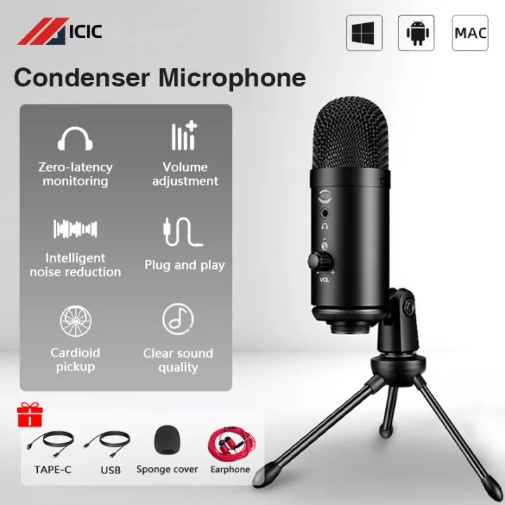 ICIC USB Condenser Microphone for Recording Vlogging Videoke Studio ...