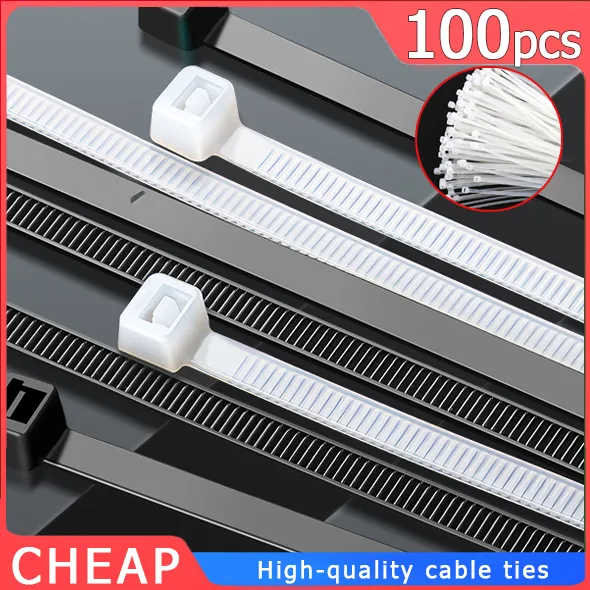 100pcs Bundle of Wires with Wire Nylon Plastic Self-Locking Cable Ties ...