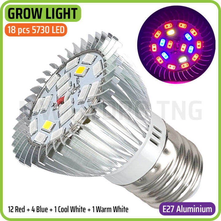 LED Plant Grow Light, E27 Aluminium Case, 18 pcs 5730 SMD LED (Red ...