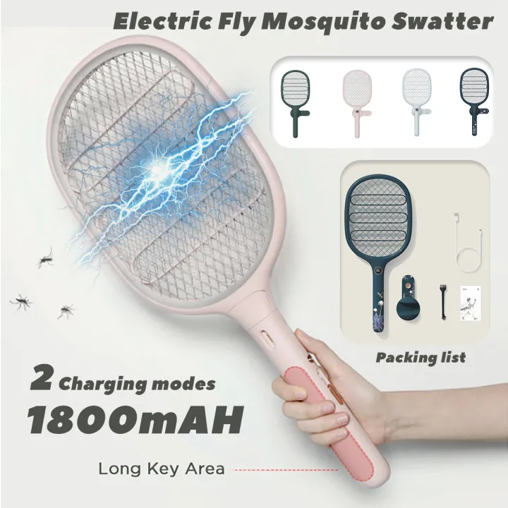 Rechargeable Insect Electric Zapper Pest Mosquito Fly Swatter Tennis ...