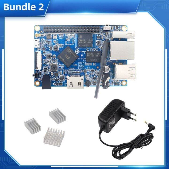 Orange Pi PC Plus Quad-Core H3 8GB EMMC เคสอะคริลิคเสริมพัดลมทำความเย็นแหล่งจ่ายไฟฮีทซิงค์รองรับ ...