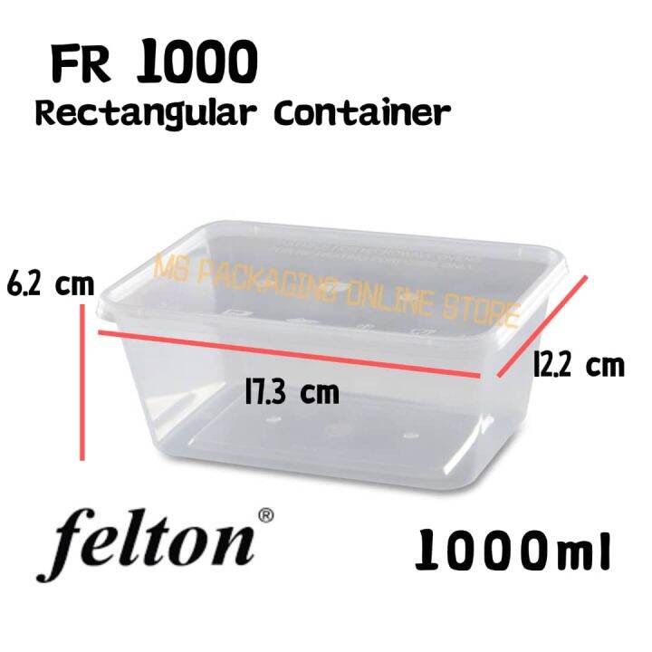 (1000ml)Microwavable Rectangular Container FR1000 (50set±) Disposable ...
