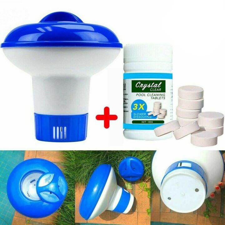 5inch &100g Pool Cleaning Float With 100pcs Purifier Tablets Swimming Pool Chlorine Dispenser ...