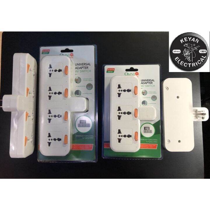 OMNI Multiple Socket Extension ADAPTER w/ individual switch 3 4 GANG ...