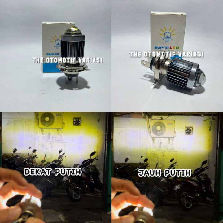 Lampu LED Utama Motor Mobil D2 H4 Laser 2 Warna Putih Kuning AC DC Yamaha Vixion Ninja R15 ...
