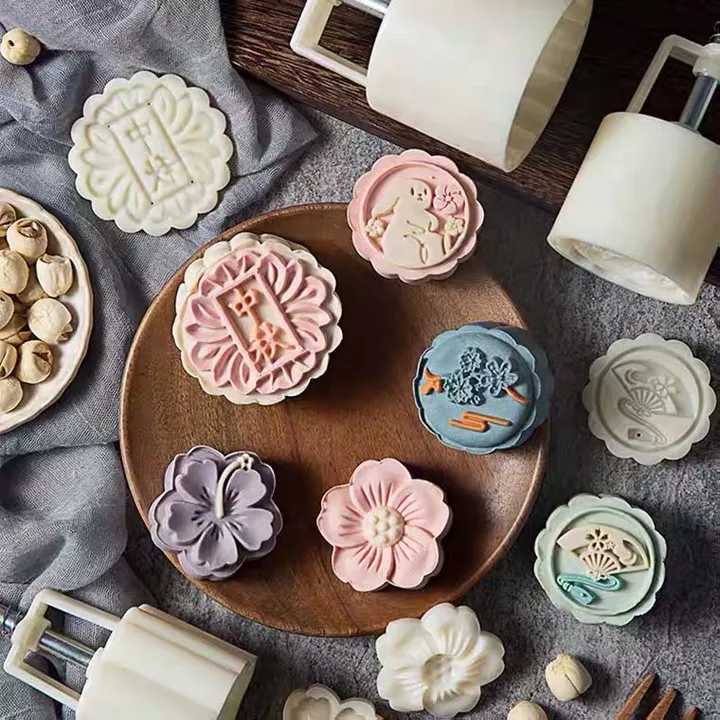 Mooncake Press, Handpress Moon Cake Mould, Acuan Kuih Bulan, Cookie ...