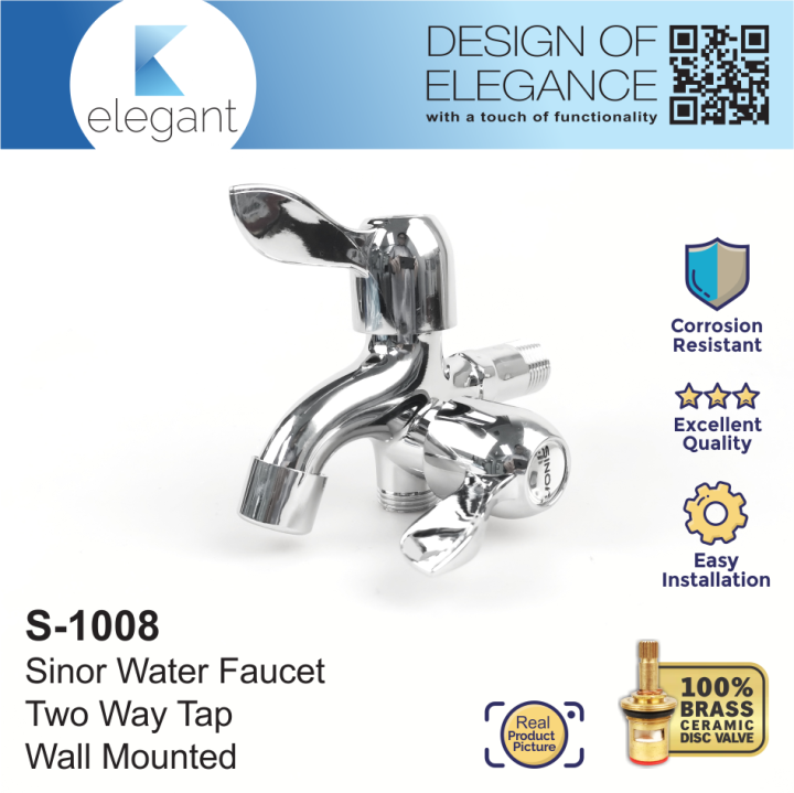 SINOR S-1008 TWO WAY TAP WATER FAUCET Bathroom Two Way Tap Wall Mounted ...