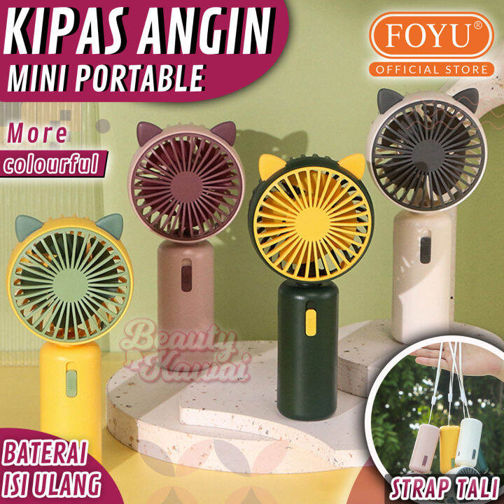 Kipas Genggam Angin Mini Karakter Fan Lucu Handheld USB Rechargeable ...