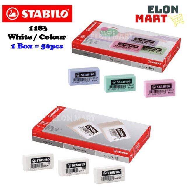 50PCS PER BOX Stabilo 1183 / 1183C Legacy Eraser / Rubber / Pemadam ...