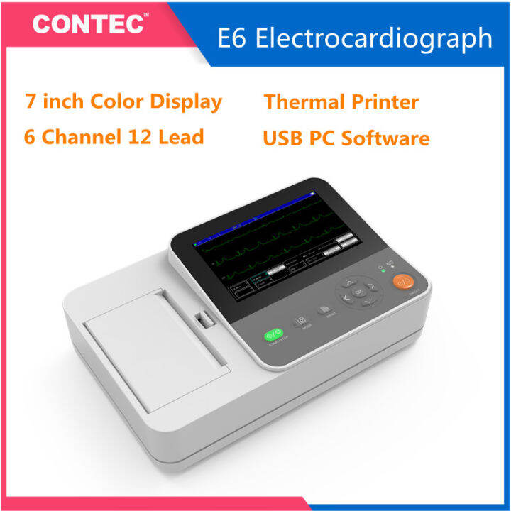 CONTEC E6 Digital 6 Channel 12 lead ECG EKG Machine, Touch ...