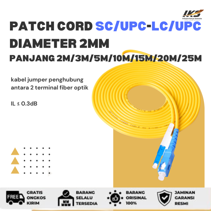 Patch Cord SC UPC - LC UPC Fiber Optik Diameter 2mm Berbagai Ukuran ...