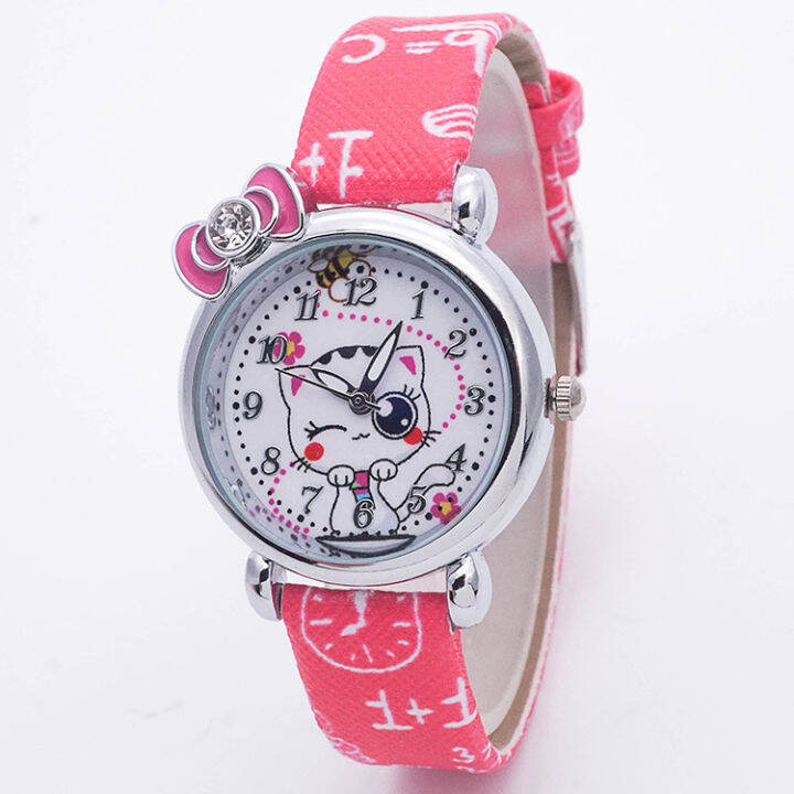 【cw】Kids Watches Cute Female Wrist Watch Kawaii Cartoon Cat Digital ...